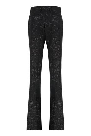 Tom Ford Womens Trousers Tailored Wool-Crepe Black Flared