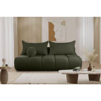 Fun M&ouml;bel Schlafsofa Designersofa Sofa 3-Sitzer ANZIA in Stoff Ascot Bukla Moosgr&uuml;n