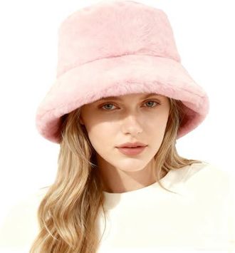 Lina & Lily Chapeau Bob Femme Homme en Fausse Fourrure (Rose Clair)