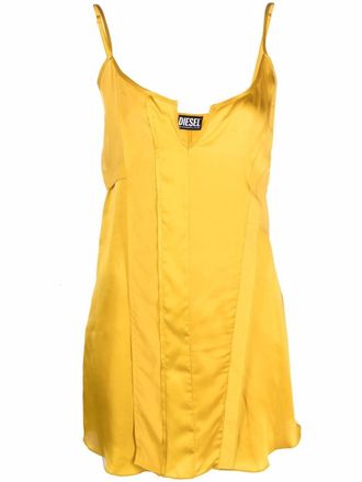 Diesel robe-nuisette en satin &agrave; design &agrave; empi&egrave;cements - Jaune
