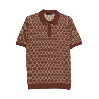 Zanone Homme, Tops, Brun, Taille: L Polo en Cr&ecirc;pe de Coton Coupe Slim