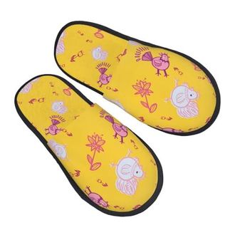 Generic Petite Poule Jaune Avec Une Fleur Unisexe Chaussures De Maison Chaud Slippers Antid&eacute;rapantes Chaussons Pour Maison Int&eacute;rieur Hiver L