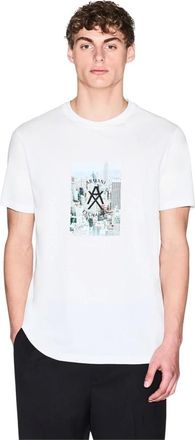 A|X Armani Exchange Homme, Tops, Blanc, Taille: M T-Shirt Coupe Standard