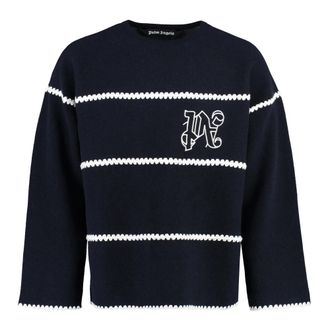 Palm Angels Knit Wollmischpullover - - Knitwear - Herren - Blau - S