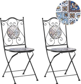 Beliani Gartenstuhl 2er Set CIVITA Metall Schwarz
