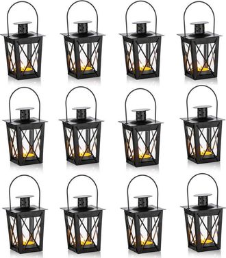 Nuptio 12 St&uuml;cke Vintage Metall Mini Dekorative Kerzenlaternen Teelicht Kerzenhalter, Led Teelicht Kerzenhalter Dekoration F&uuml;r Geburtstagsfeiern Hochzeit Her