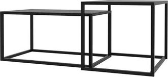 HOMCOM Lot de 2 Tables Basses gigognes, Lot de 2 Tables gigognes de Salon, modulables, en Acier, Style Industriel, Noir Mat