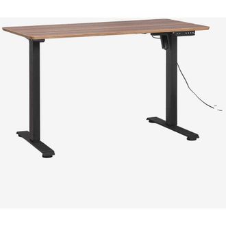 Sklum Elektrisch h&ouml;henverstellbarer rechteckiger Schreibtisch mit Speicherfunktion aus Holz und Eisen Serpi &x2194&xFE0E 120 cm Braun Walnuss