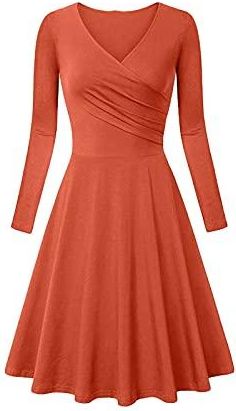 Generic Robes amincissantes pour femmes, robe d&eacute;contract&eacute;e &agrave; imprim&eacute; floral pour lext&eacute;rieur, la maison, &agrave; manches longues, t-shirt mince, col en V, mini, Oran