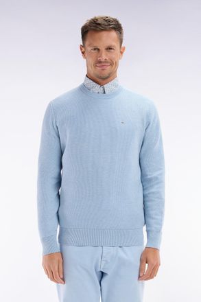 Eden Park Pull Col Rond En Coton Nid Dabeille Ciel Coupe Droite