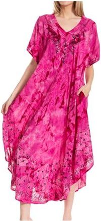 Sakkas 20SE Robe Caftan Brod&eacute;e Viveka - 3-Fuchsia - OS
