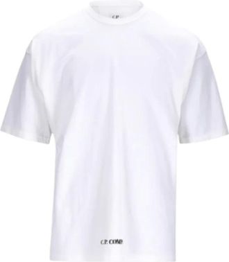 C.P. Company C.p. Company, Homme, Tops, Blanc, Taille: M T-shirt en coton &agrave; manches courtes