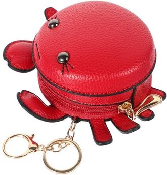 Supvox Porte-Monnaie Petit Mod&egrave;le Dessin Anim&eacute; Crabe en PU Rouge Porte-Cl&eacute;s Multifonction pour Femme Accessoire Compact pour Monnaie et Cl&eacute;s Shopping et Voya
