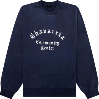 Willy Chavarria Homme, Sweatshirts et sweats &agrave; capuche, Bleu, Taille: S Contrast Logo SweaT-shirt