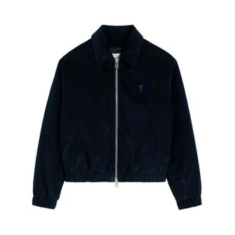 Ami Homme, Vestes, Bleu, Taille: XL Veste en Coton Bleu Marine