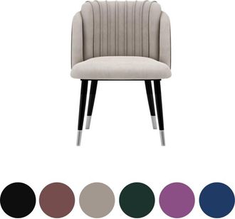 Life Interiors Chaise de salle &agrave; manger en velours Milano simple - Pieds en m&eacute;tal avec embouts argent&eacute;s - Chaise de salle &agrave; manger - Chaise rembourr&eacute;e - Chaise de