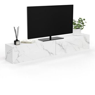IDMarket Idmarket - Meuble tv 180 cm suspendu elio 2 portes bois effet marbre