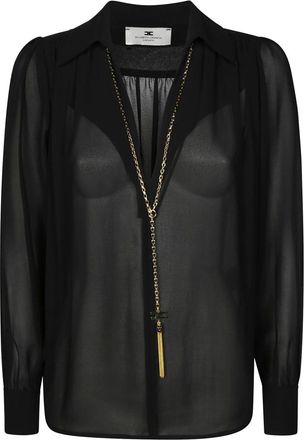 Elisabetta Franchi Damen, Blusen & Hemden, Schwarzk, SGröße