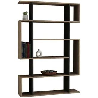 Dmora B&uuml;cherregal Adhara, B&uuml;roregal, Mobiler Buchhalter, B&uuml;cherbrett, 110x26h161 cm, Eiche und Anthrazit, mit verst&auml;rkter Verpackung - Dmora