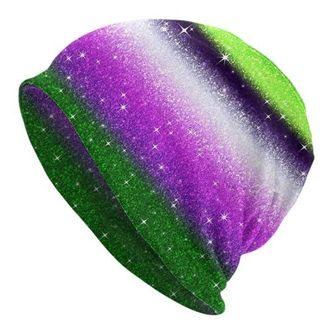 Ahdyr Bonnet Fin Vert ombr&eacute; &agrave; Paillettes de No&euml;l, Extensible, en Maille l&eacute;g&egrave;re et Souple, pour Femmes et Hommes