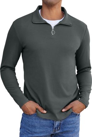 Coofandy Sweatshirt Herren Troyer Half Zip Pullover Poloshirt Herren Langarm Winter Longsleeve T Shirt Polo Sweatshirt Langarmshirt Langarm Pulli Sweater Dunke