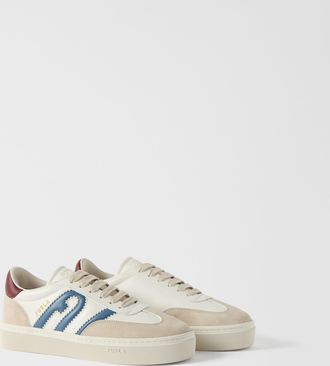 Furla Allegra Sneaker Talco H Wei&szlig; Dreifarbiges Kalbsleder + Wildleder Damen