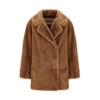Herno Kurzer Wickelmantel mit Pelzbesatz - - Jackets - Damen - Braun - M