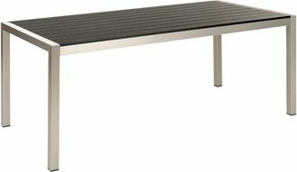 Beliani Gartentisch Schwarz Kunstholz und Aluminium für 6 Personen 180 x 90 cm Modern Design Outdoor Terrasse Balkon Ausstattung Möbel