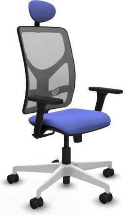 Piqueras y Crespo Stuhl aus Netzstoff mit 3D-Armlehnen, h&ouml;henverstellbarer Lendenwirbelst&uuml;tze und festem Kopfteil, ausgestattet mit 3 Positionen und Schneideschaum, Gra