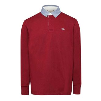GANT Rugger Polo Sweatshirt f&uuml;r Herren, Chambray-Stoff, Regul&auml;r (Rot)