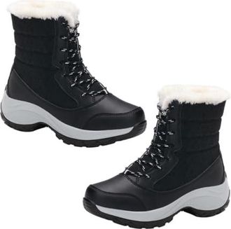 Hemoton Bottes de Neige Chaudes pour Femmes &agrave; Lacets Bottines DHiver -Mollet Doubl&eacute;es de Fausse Fourrure Semelle Antid&eacute;rapante en Caoutchouc Taille 37 Couleur