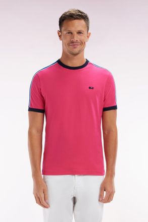 Eden Park T-shirt En Coton Fuchsia Broderie Dos Et D&eacute;coupes Coupe Droite