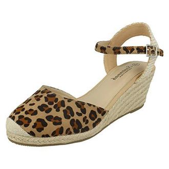 Savannah Espadrilles compens&eacute;es en corde pour femme - - Marron l&eacute;opard, 41 EU