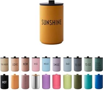 DESIGN LETTERS Thermobecher SUNSHINE | Thermobecher kaffee to go | Kaffeebecher To Go aus Edelstahl doppelwandig isoliert, auslaufsicher | Geschenke für frauen, Männ