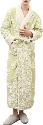 Generic Pyjama Homme Hiver Pyjama Polaire Homme Peignoir Couple Grande Taille Automne Hiver en Polaire Jacquard Long V&ecirc;tement de Nuit Assorti pour Lui et Elle