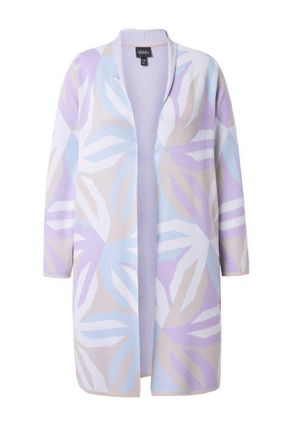 Ulla Popken Strickjacke Long-Strickjacke grafisches Muster Stehkragen