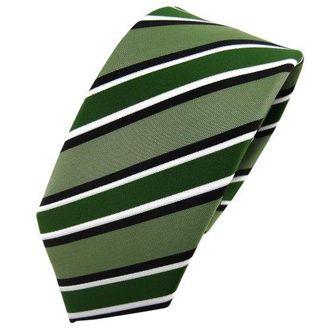 TigerTie &eacute;troit Designer cravate vert noir blanc ray&eacute; - Tie