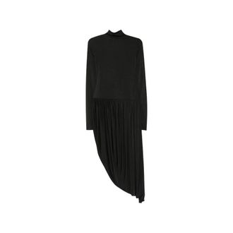 Andamane High Neck Draped Midi Dress - - Dresses - Damen - Schwarzk - XS