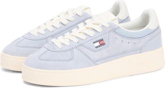 Tommy Jeans Plateausneaker TOMMY JEANS THE GREENWICH EDGE MAX SUEDE, Damen, Gr. 39, hellblau, Veloursleder, kontrastfarbene Details, Schuhe Plateausneaker, Freize
