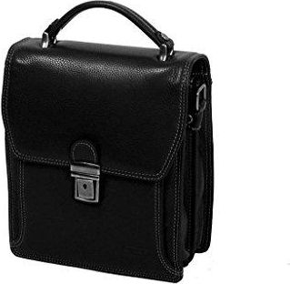 Katana Sacoche 2 Soufflets Cuir grainé - Couleur Noir