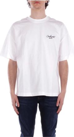 Carhartt Work in Progress Homme, Tops, Blanc, Taille: XL T-shirt blanc avec logo avant