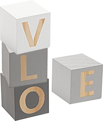 Angoily 4 Stück Teiliges Nordic Style Love Holzblock Natürliche Holzdekorationen für Wohnzimmer Langlebige Leichte Buchstaben Ornamente für Fenster Wanddeko