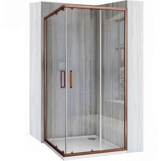 Rea Duschkabine Rea City 80x80 Brush Copper + Duschwanne Savoy White