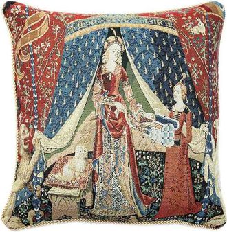 SIGNARE Kunst Kissenbezug Hergestellt aus dekorativen Tapisserie/Doppelseitig 45x45cm / Dame und Einhorn - EIN Mon Seul Desir (CCOV-Art-LU-DE)