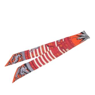 Herm&egrave;s Pre-owned Astrologie Twilly Scarf - Femme - Pre-owned - Orange - Taille: ONE Size
