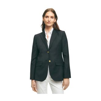 Brooks Brothers Femme, Vestes, Bleu, Taille: 42 FR Blazer en laine avec boutons dor&eacute;s &agrave; tige