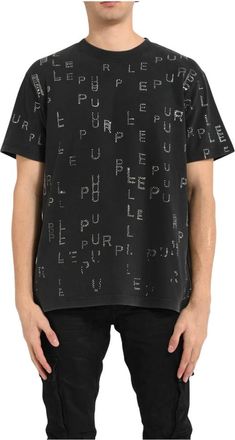 Purple Homme, Tops, Noir, Taille: M T-shirt en jersey textur&eacute;