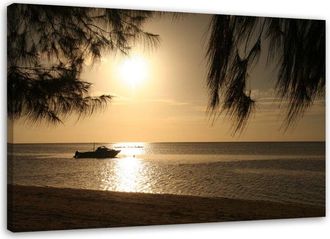 Feeby Tableau sur toile Plage Coucher de soleil marron 90x60