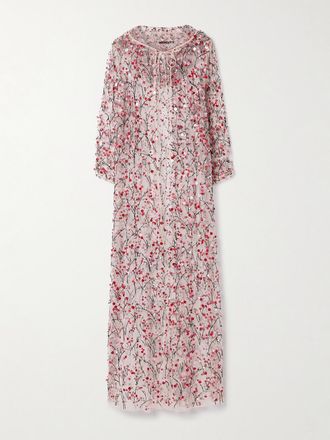 Bernadette Christelle Cape Aus T&uuml;ll Mit Verzierungen Und Kapuze - Pink