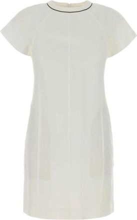 Brunello Cucinelli Femme, Robes, Blanc, Taille: 36 FR Fluid Viscose and Linen Twill Dress